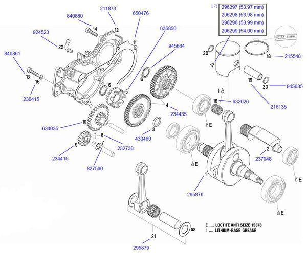 17-18. 295511 Rotax Piston Assembly 53.94 - Comet Kart Sales